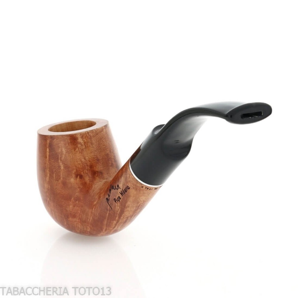 Curved Billiard shaped pipe in natural glossy briar with saddle stem